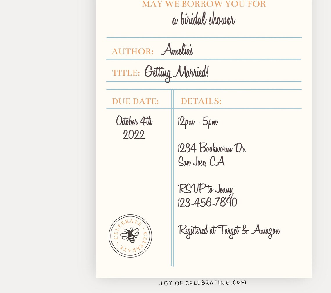 Library Slip Unique Bridal Shower Vintage Library Slip Card - Etsy