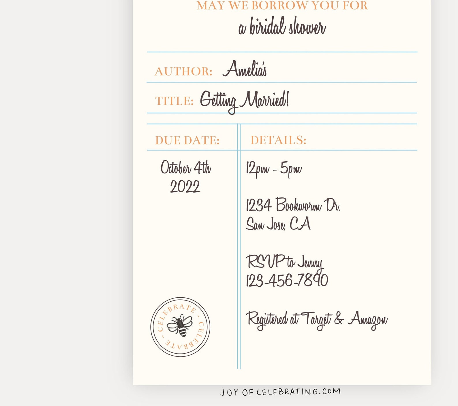 Library Slip Unique Bridal Shower Vintage Library Slip Card - Etsy