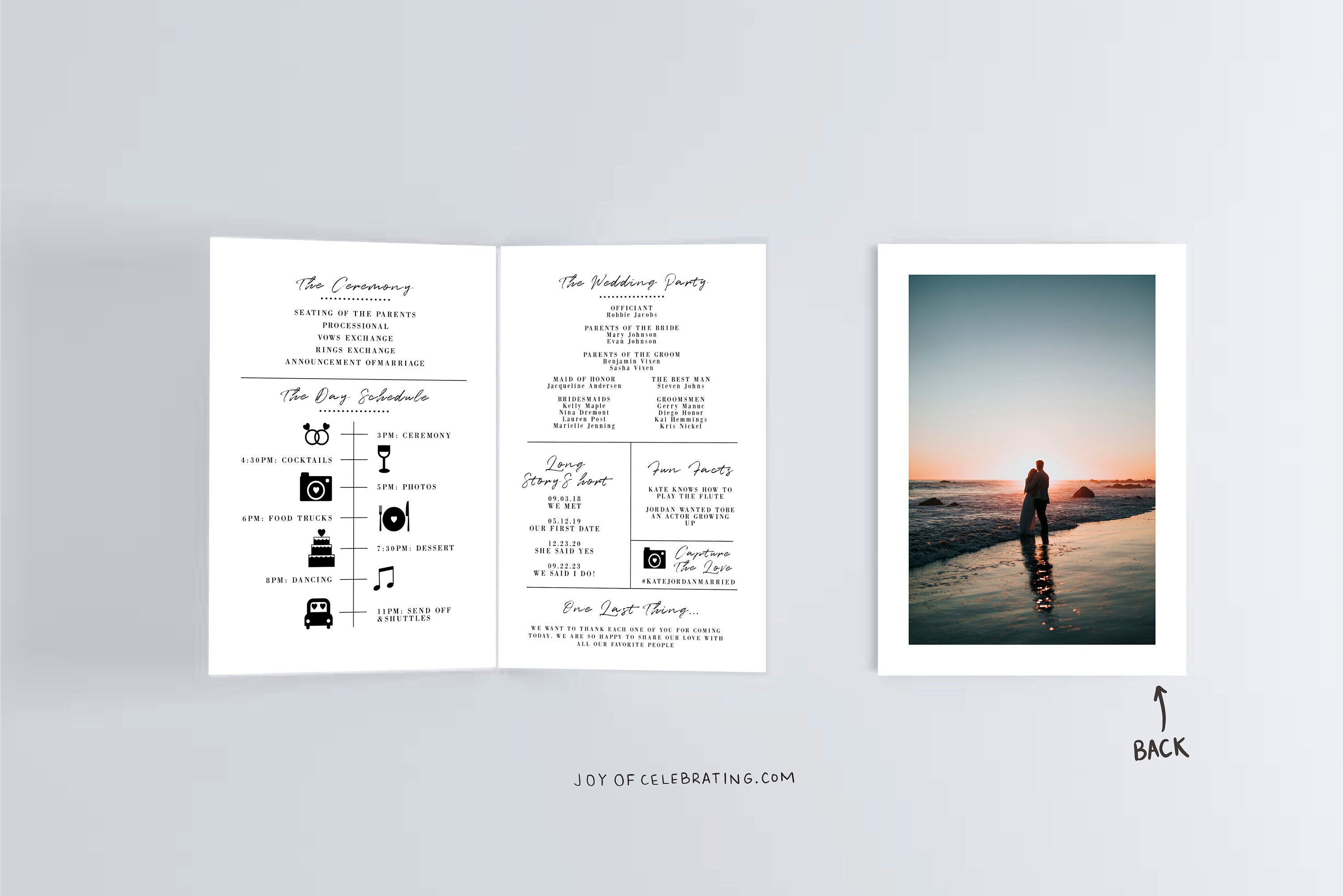 Timeless Minimalist Wedding Program, Foldable 5x7 Editable Template for ...