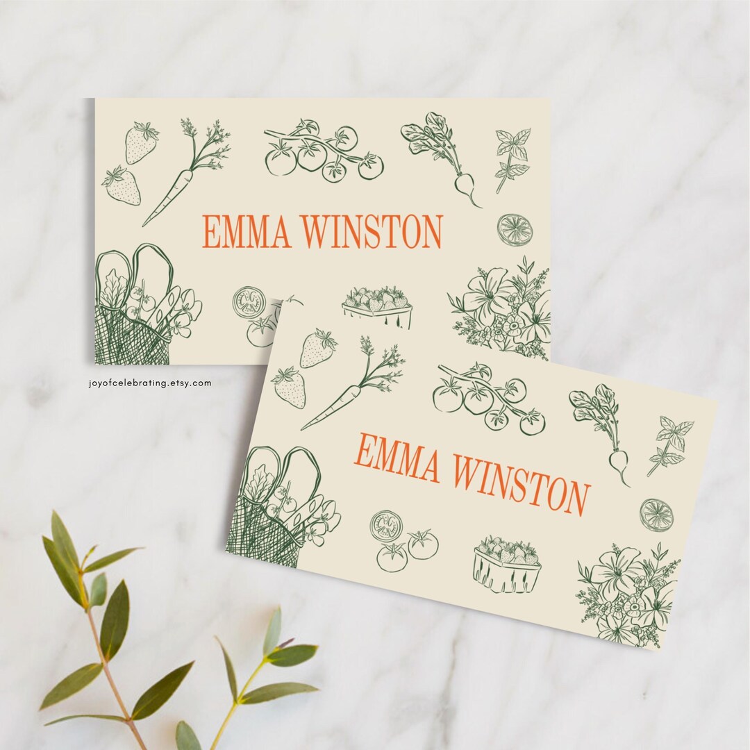 Emma | Farmers Market Name Card Template, Locally Grown or Fresh off ...