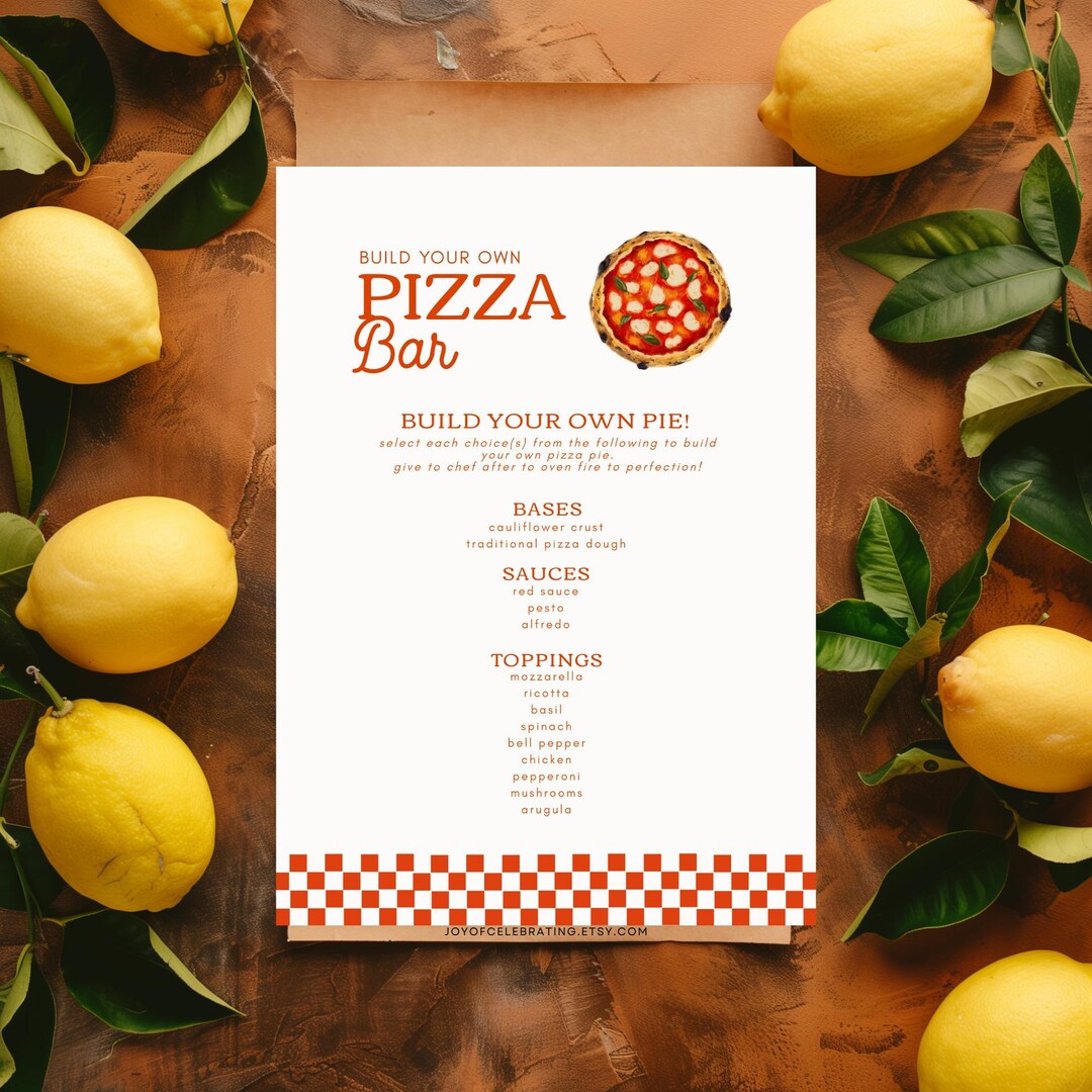 REMI | Modern Pizza Party Table Menu, Build Your Own Pizza Dinner Party ...