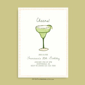 Margs | Margarita Birthday Party Invitation, Tequila Pink Green Preppy ...
