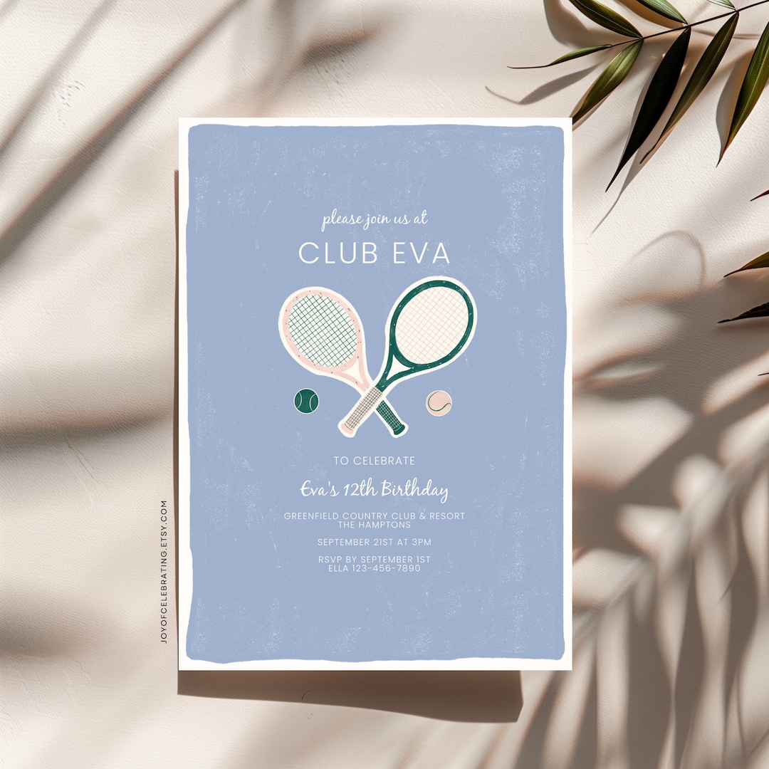 EVA | Tennis Wimbledon Birthday Party Invite, Country Club ...