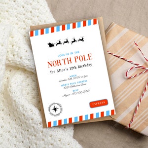 North Pole Express Invite for Christmas Holiday Party, Kids North Pole ...