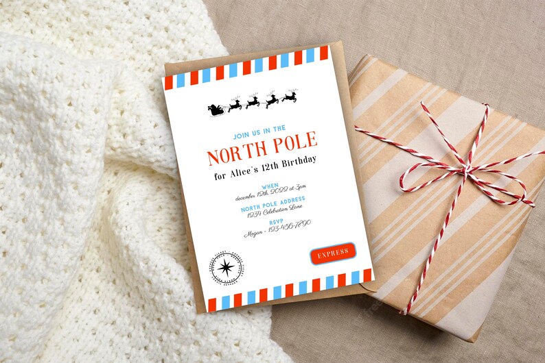North Pole Express Invite for Christmas Holiday Party Kids - Etsy