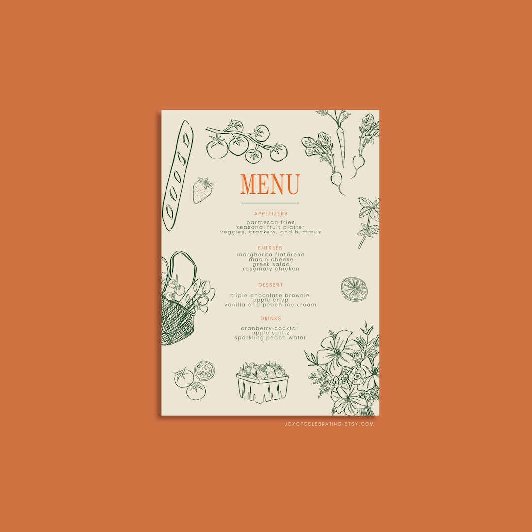 Emma | Farmers Market Menu Template, Fully Customizable Hand Drawn ...