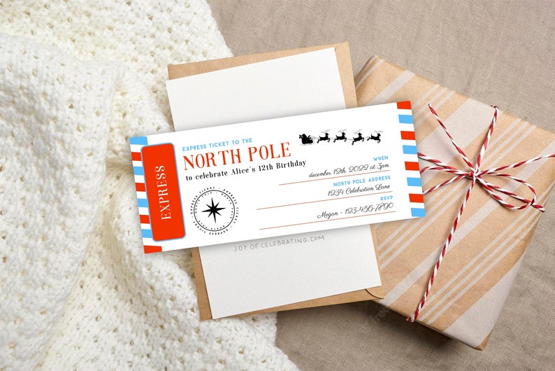 North Pole Express Invite for Christmas Holiday Party, Kids North Pole ...