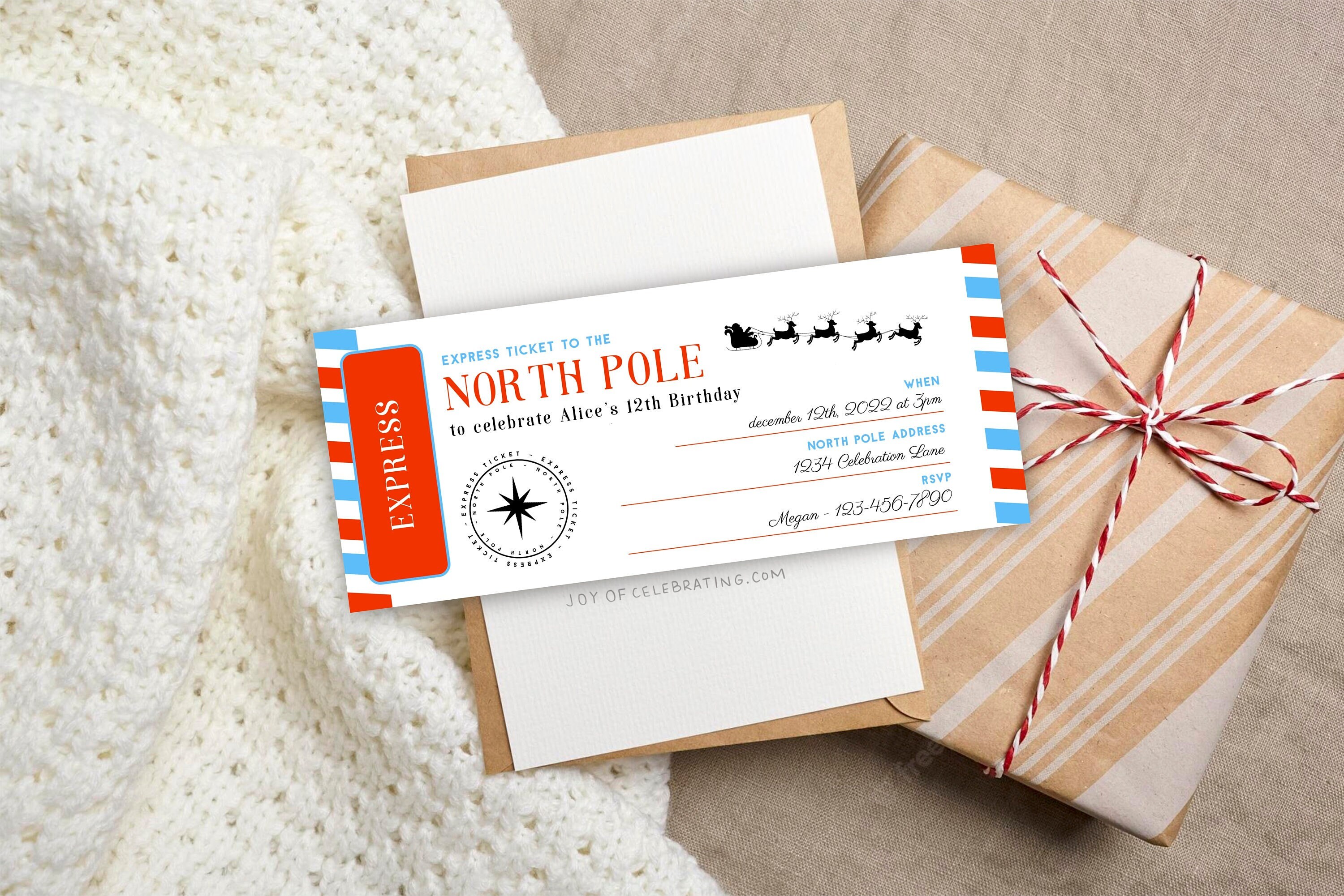 North Pole Express Invite for Christmas Holiday Party, Kids North Pole ...