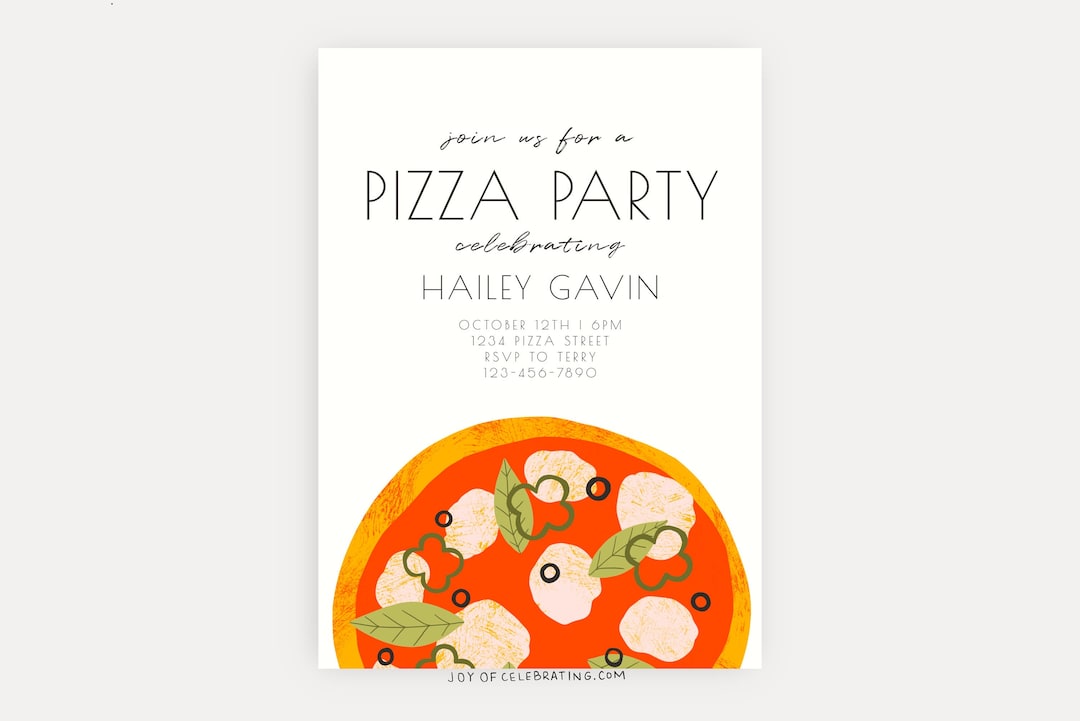 Pizza Party | Simple Fun Pizza Party Invitation, Any Age Any Gender ...