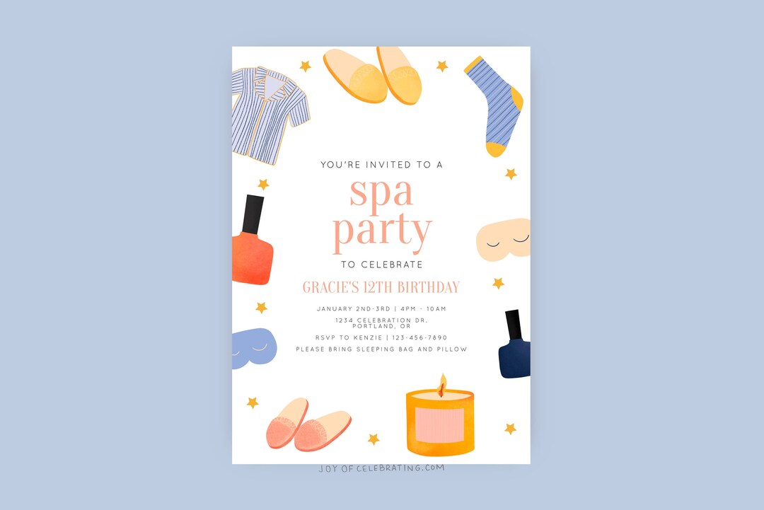 Spa Party | Modern Cute Spa Slumber Party Invitation for Kids, Teens ...