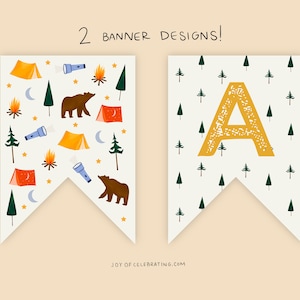 Camp Party | Editable Printable Camping Mountains Party Theme Banner ...
