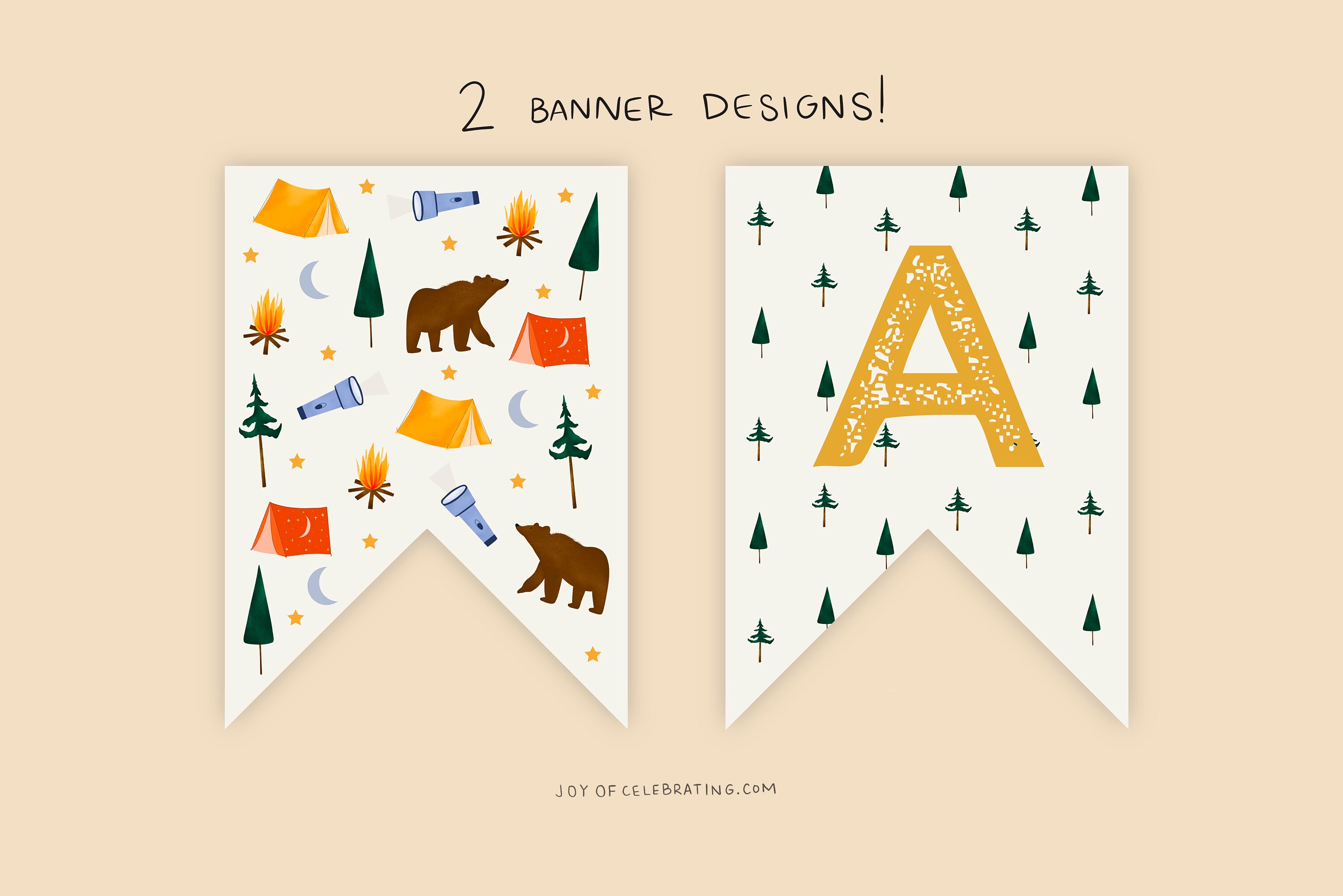 Camp Party Editable Printable Camping Mountains Party Theme Banner ...