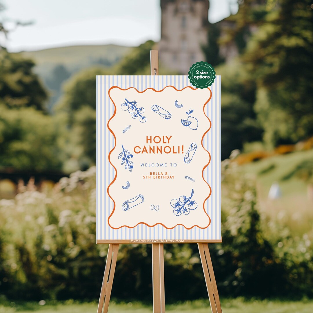 Bella | Holy Cannoli Welcome Sign Template, Fully Customizable Hand ...