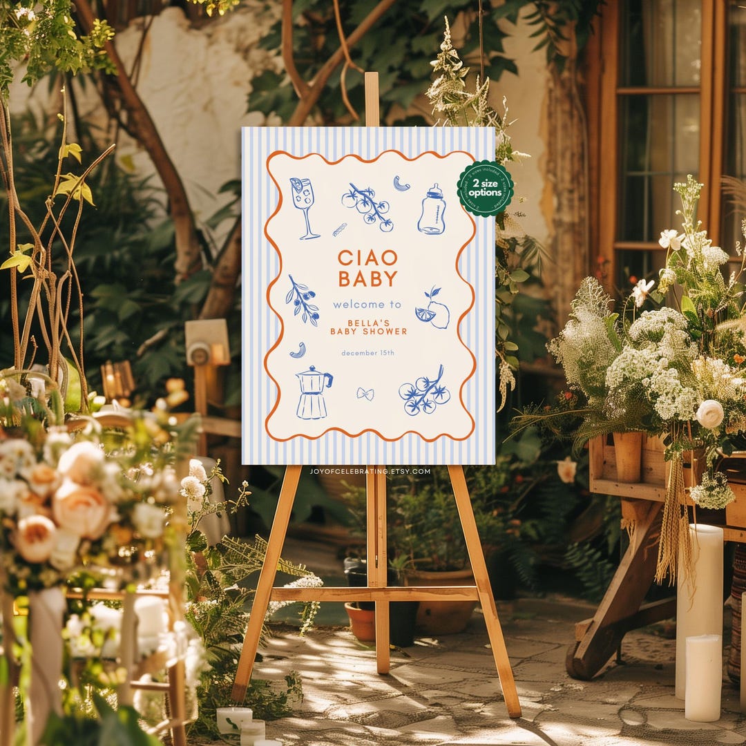 Bella | Baby Shower Welcome Sign Template, Fully Customizable Hand ...