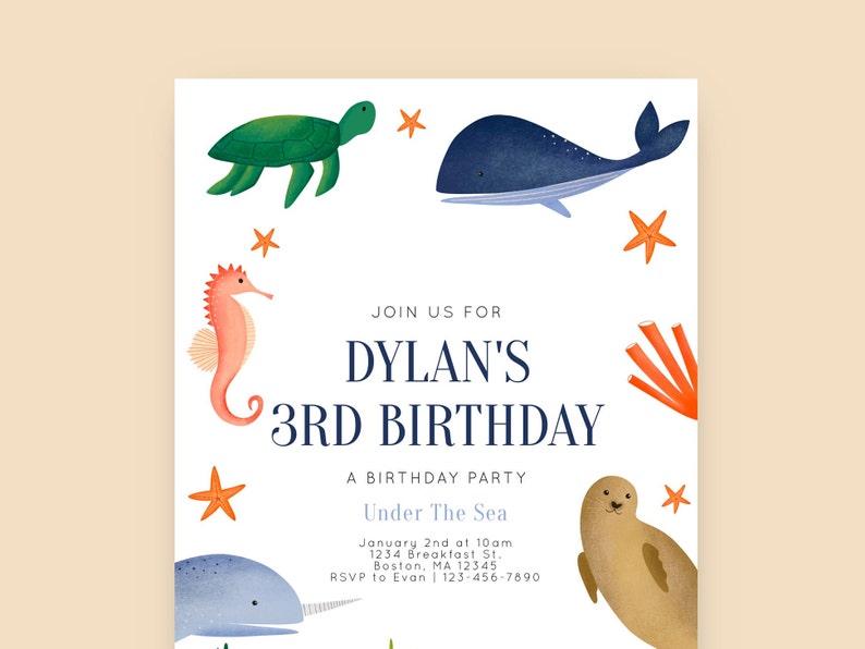 Ocean Life Under the Sea Birthday Party Theme Sea Creatures - Etsy