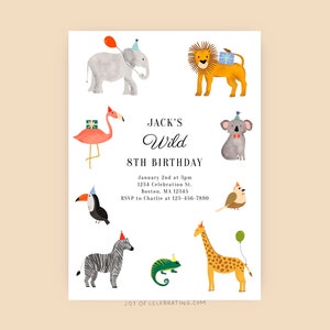 Party at the Zoo | Editable Party Pack Templates for Invitation, Gift ...