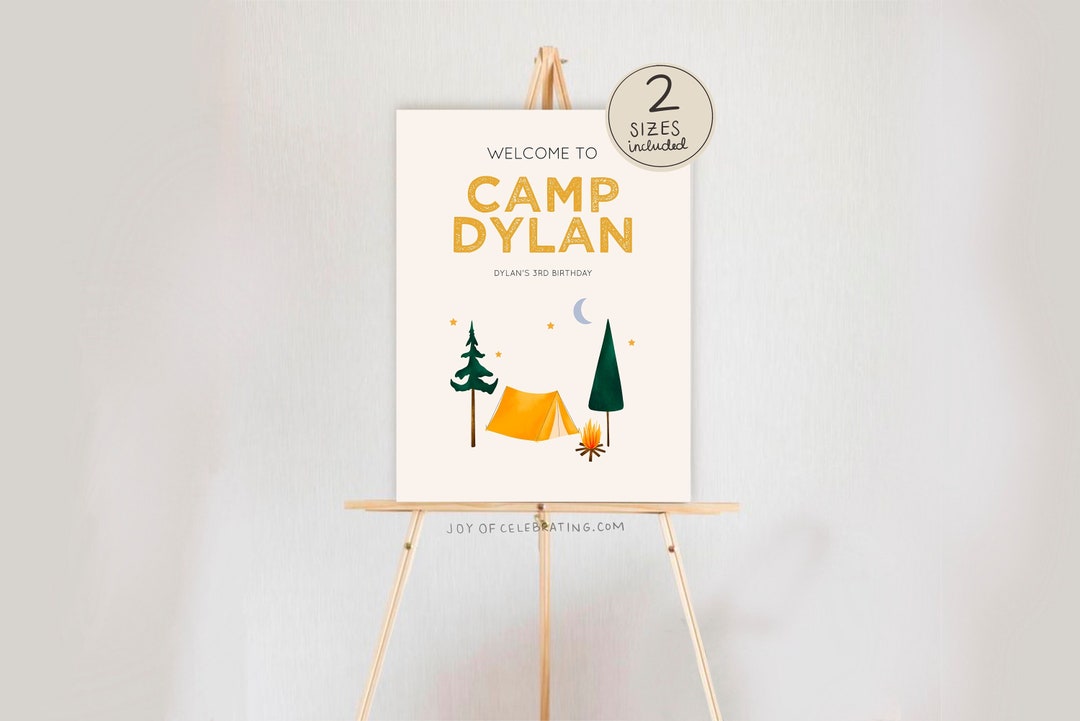 Camp Party Editable Camping Party Welcome Sign, 18x24, 24x36, Editable ...