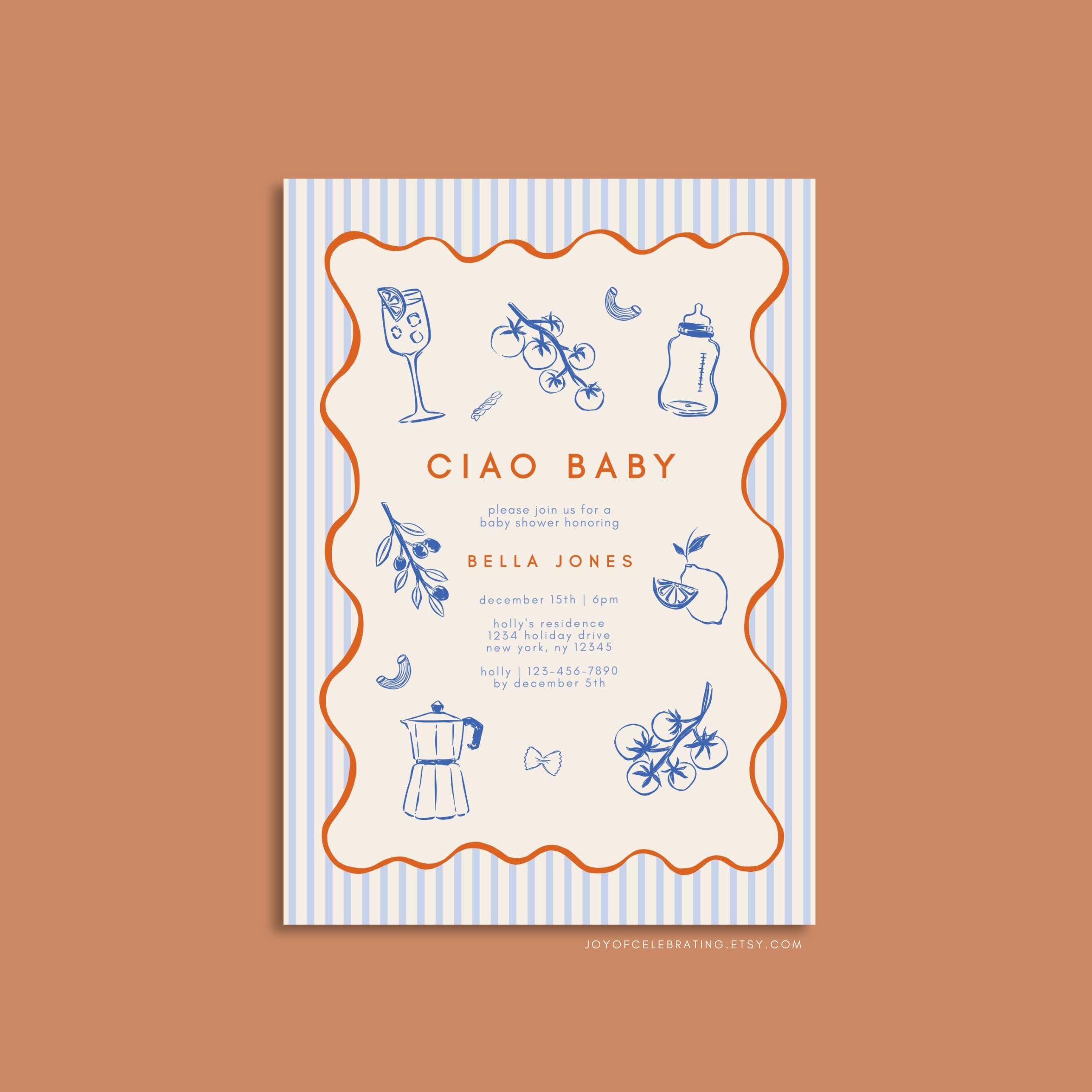 Bella | Ciao Bambino Baby Shower Invitation Template, Fully ...