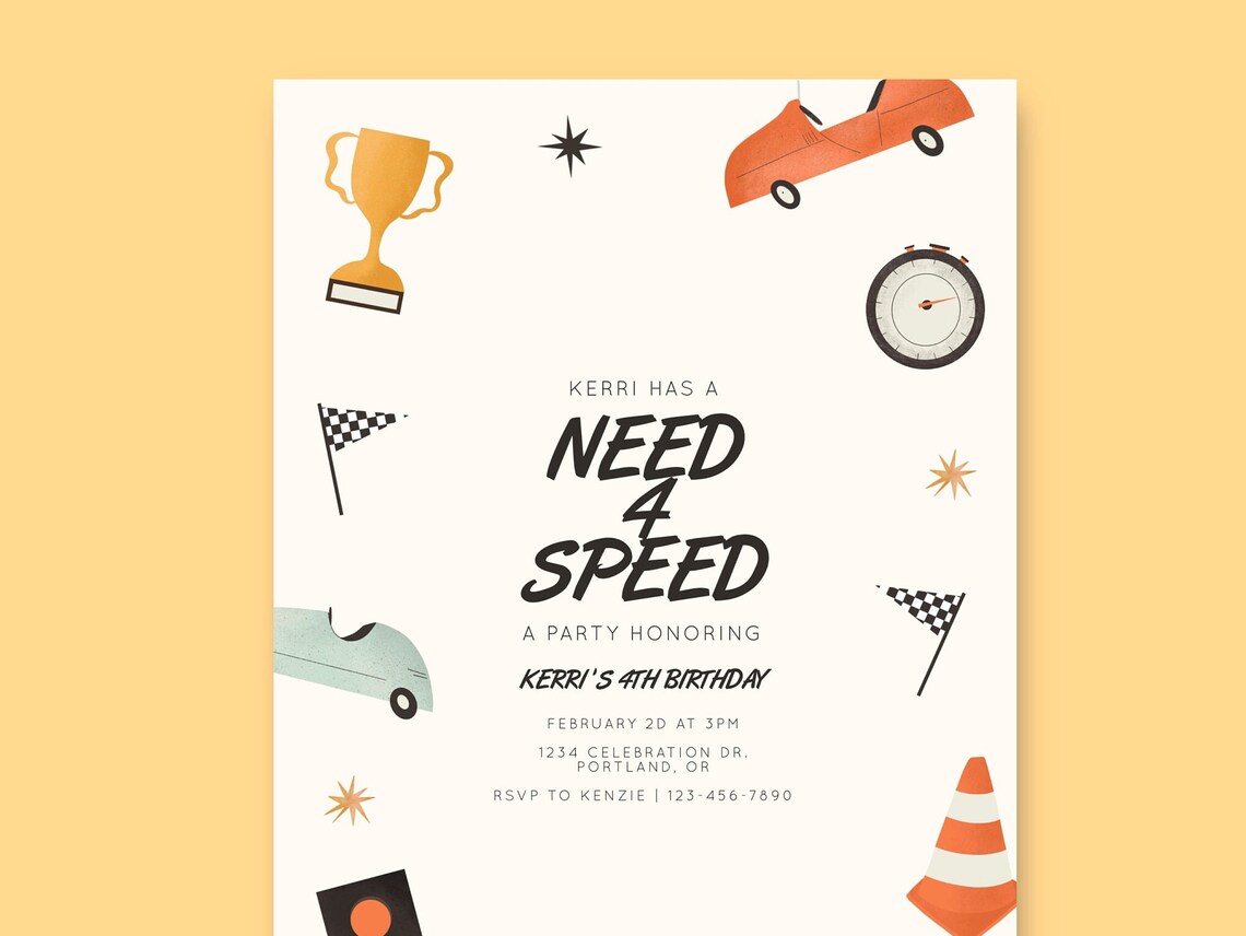 Art of Racing Race Car Racing Need 4 Speed Fourth Birthday - Etsy