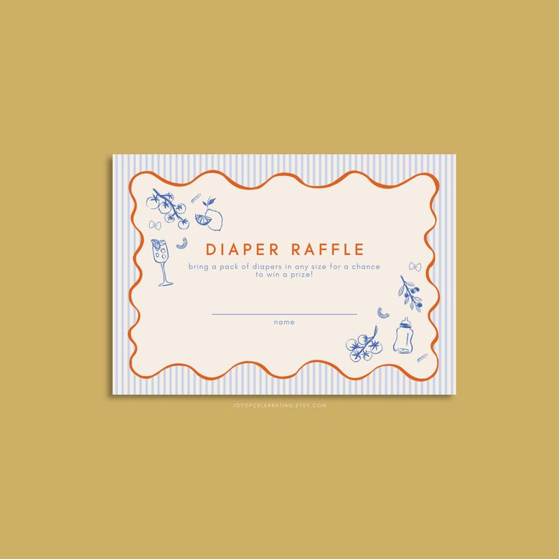 Bella | Ciao Bambino Baby Shower Diaper Raffle Template, Fully ...