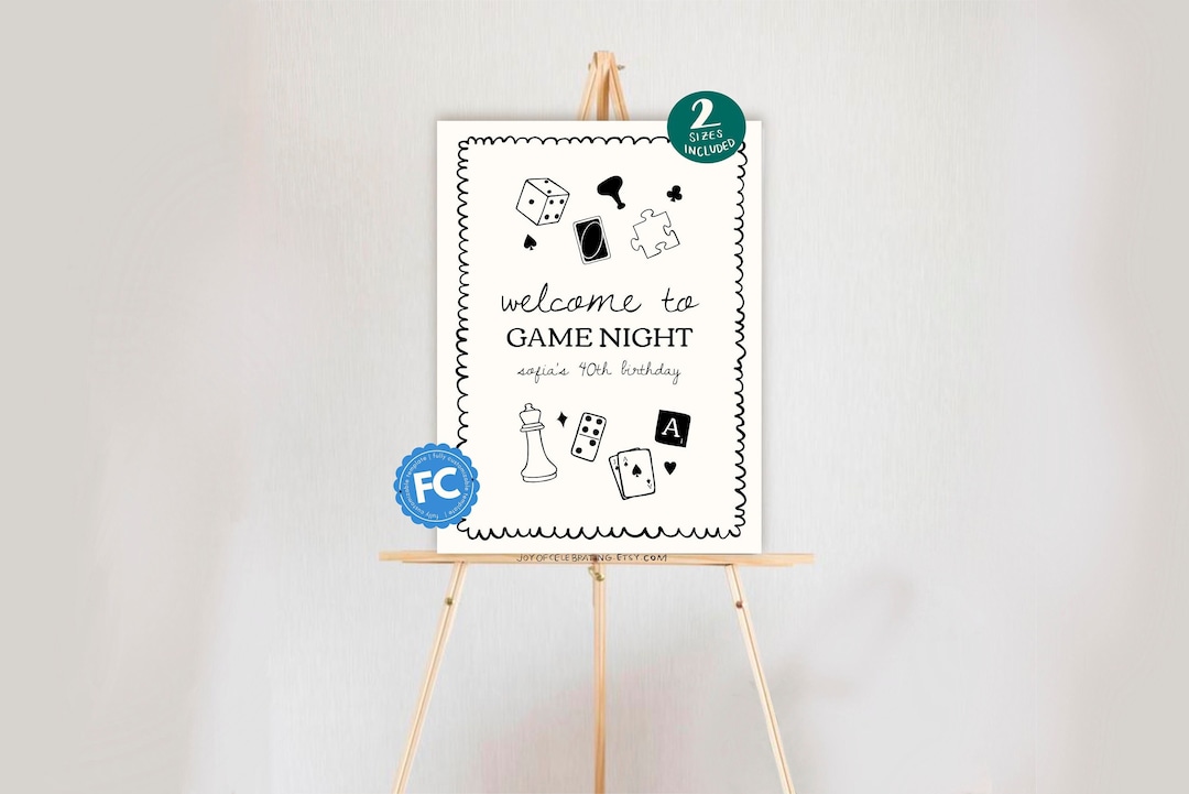 Game Night | Minimalist Fully Customizable Game Board Night Welcome ...
