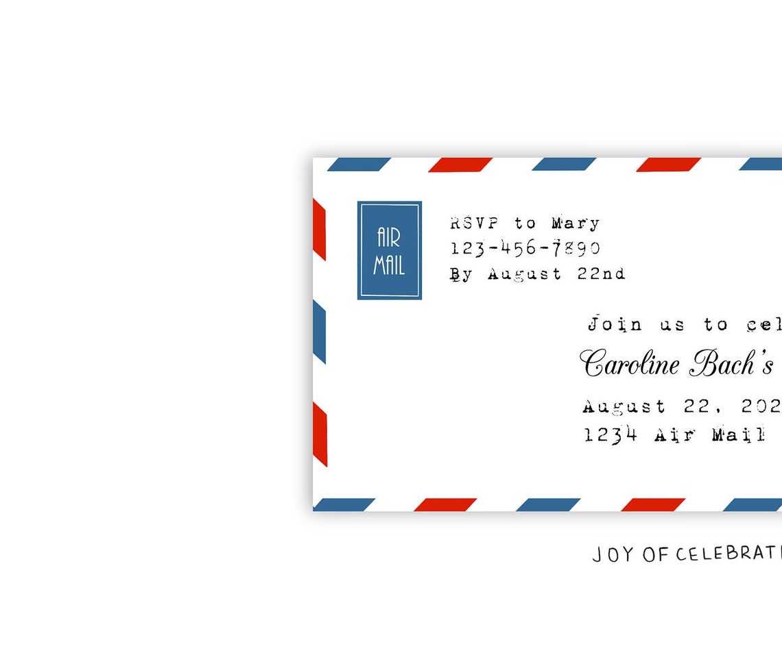 Mail Letter Retirement Envelope Theme Invitation Air Mail - Etsy