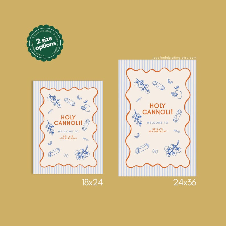 Bella | Holy Cannoli Welcome Sign Template, Fully Customizable Hand ...
