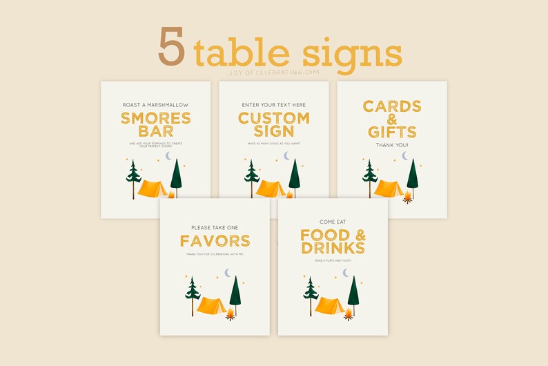 Camp Party | Template Bundle for One Happy Camper 1st Birthday, Gift ...