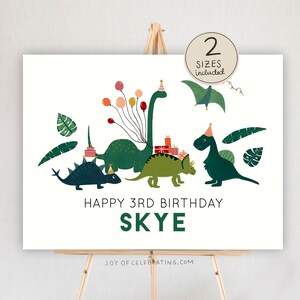 Festive Dinos Themed Birthday Poster for Cute Jurassic Dinosaur ...