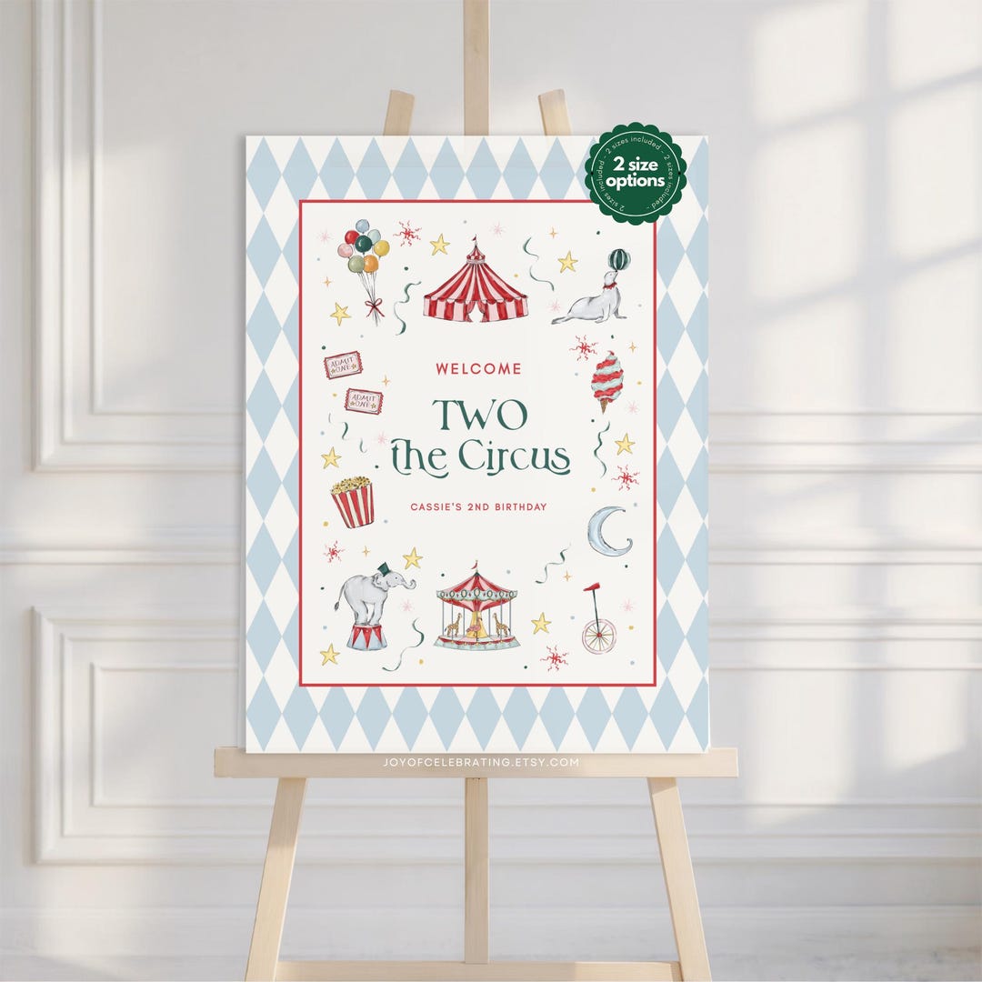 Cassie | Two the Circus Carnival 2nd Birthday Welcome Sign Template ...