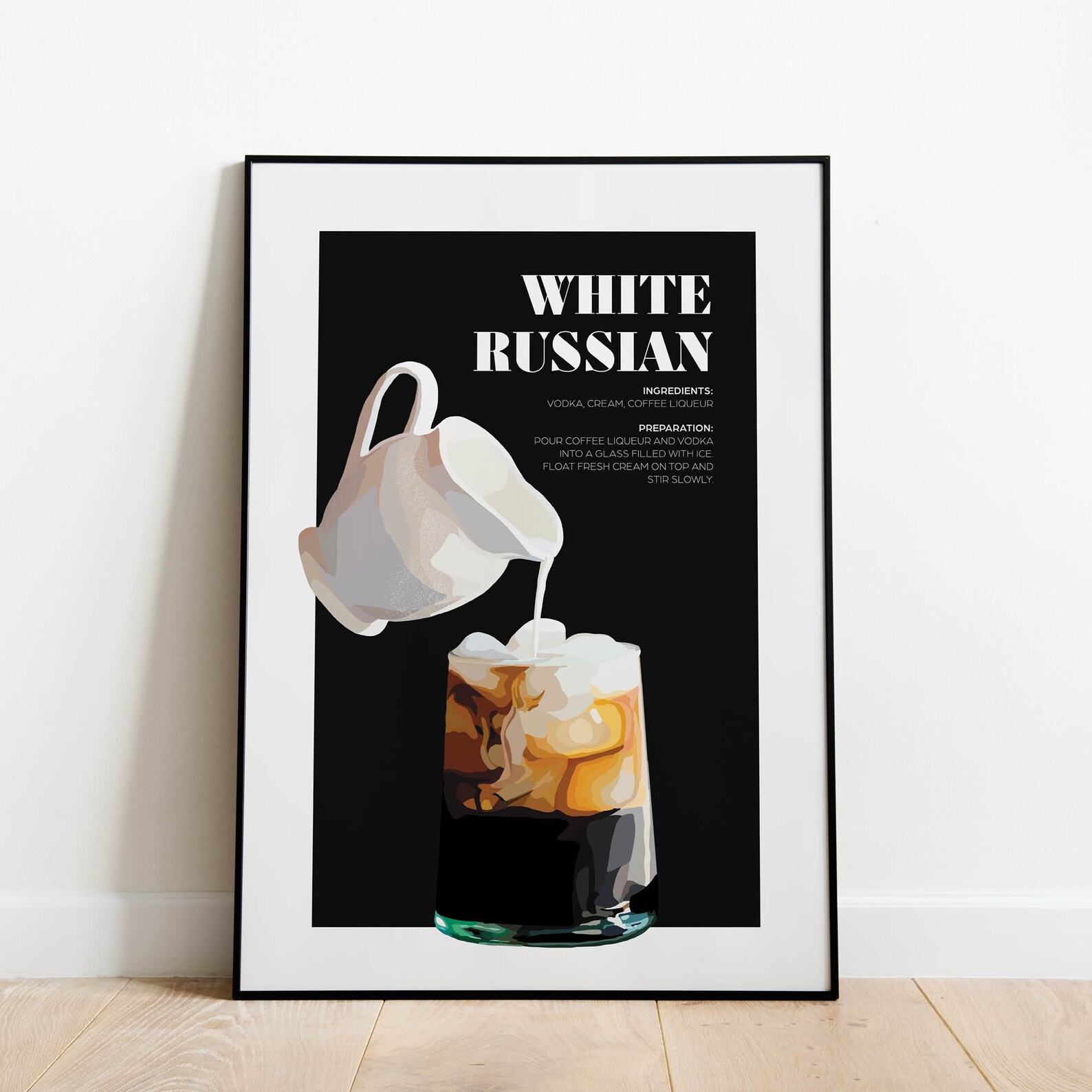 White Russian Cocktail Poster | Cocktail Poster | Drinks Poster | Bar ...