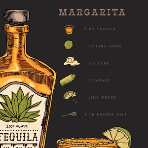 Tequila Print Cocktail Poster Bar Cart Art Cocktail Print Margarita ...