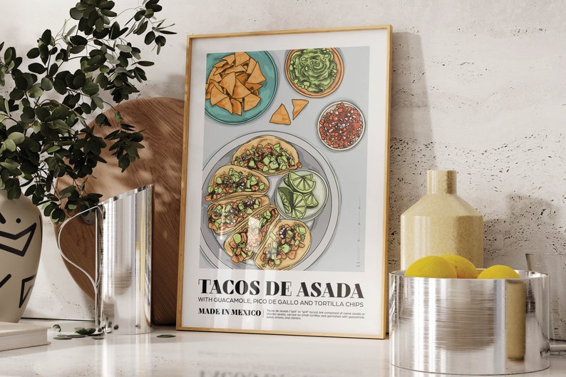 Taco Print Tacos Poster Taco Art Print Tacos De Asada - Etsy