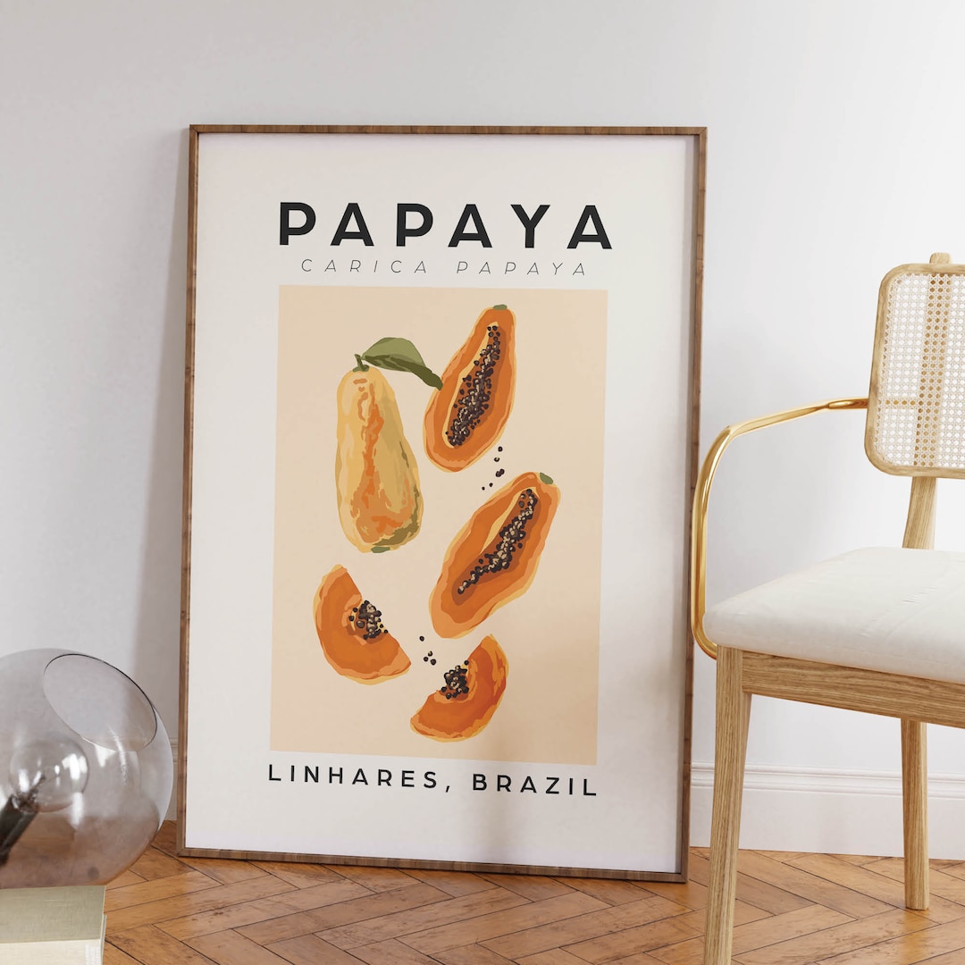 Papaya Print | Papaya Wall Art | Fruit Print Poster | Fruit Market ...