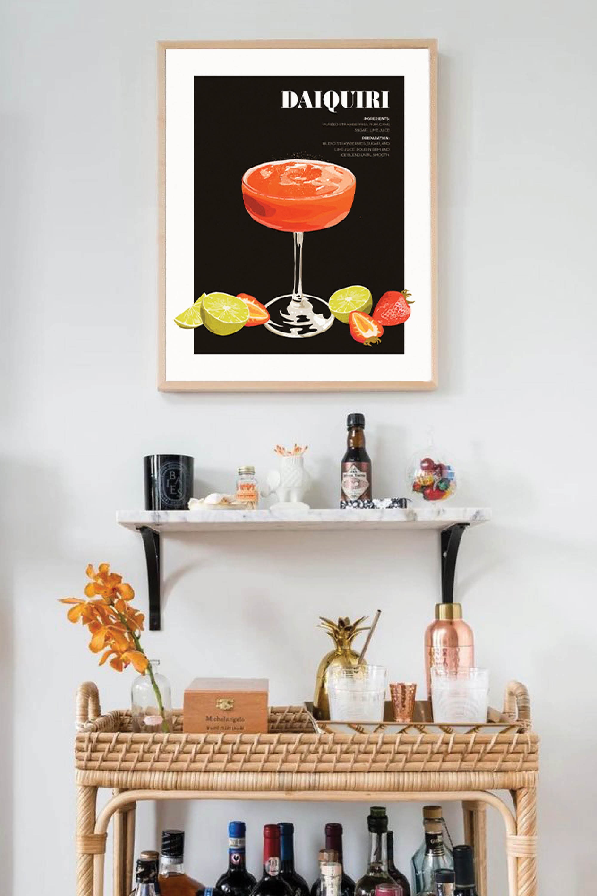 Daiquiri Cocktail Poster | Strawberry Daiquiri | Cocktail Poster ...