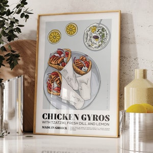 Greek Food Poster | Gyro Poster | Greek Poster | Gyro Print | Greece ...