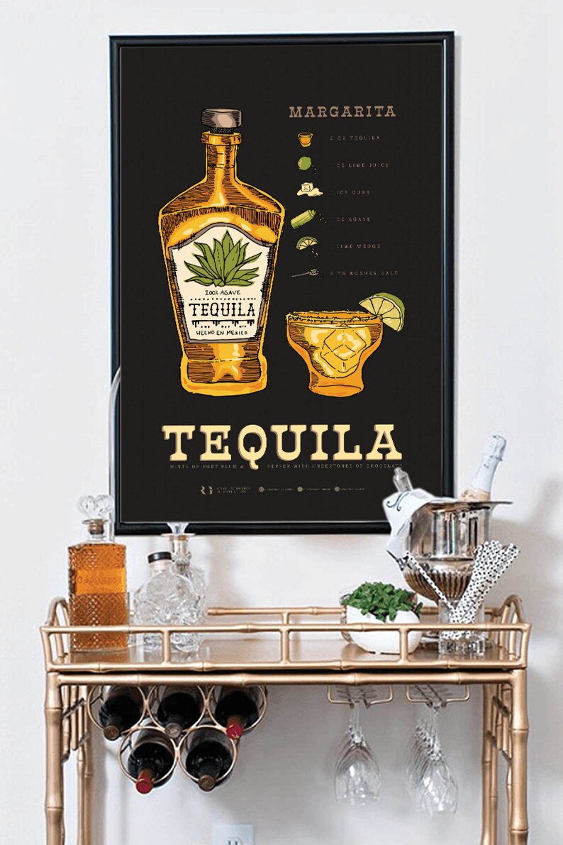 Tequila Print | Cocktail Poster | Bar Cart Art | Cocktail Print ...