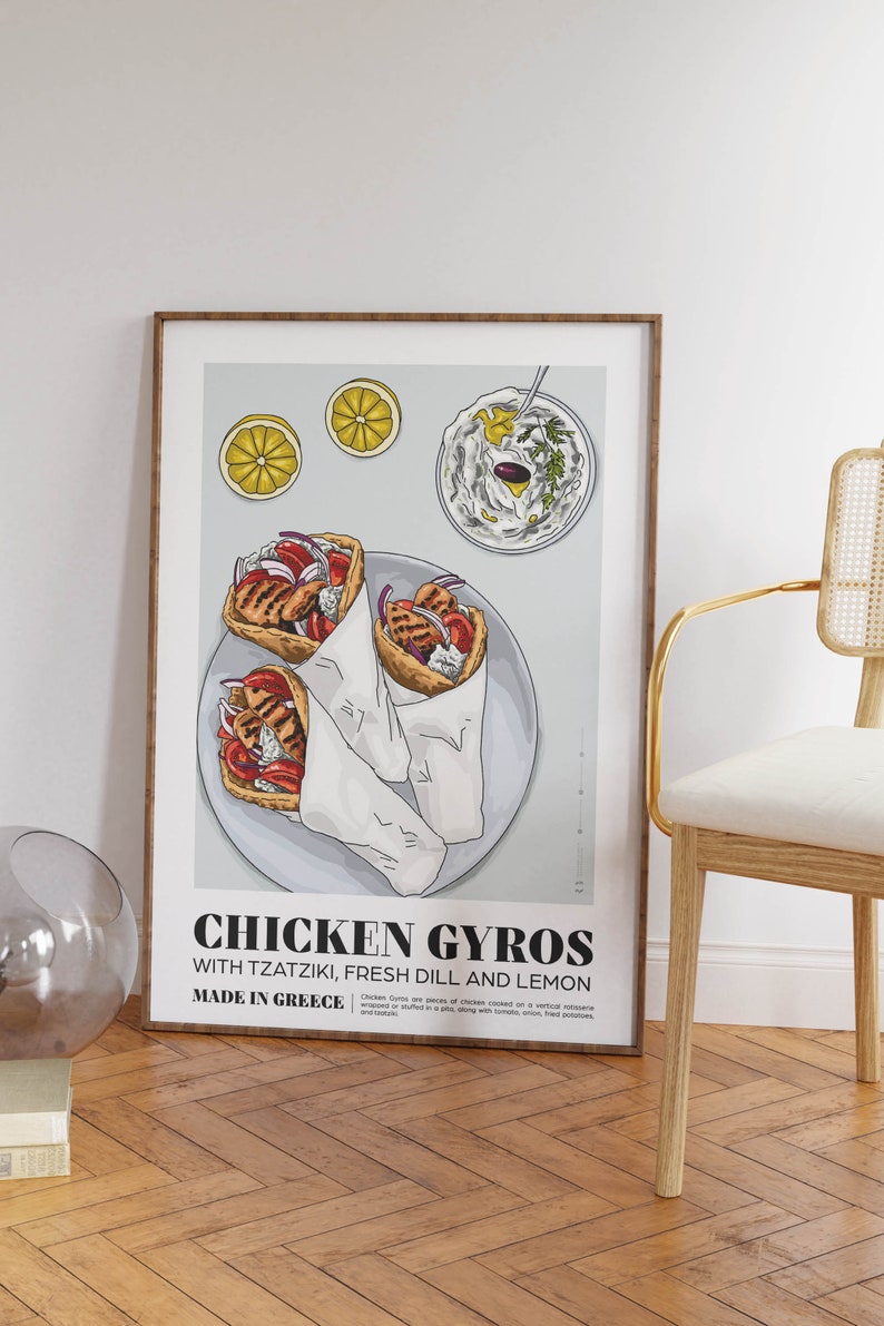 Greek Food Poster | Gyro Poster | Greek Poster | Gyro Print | Greece ...