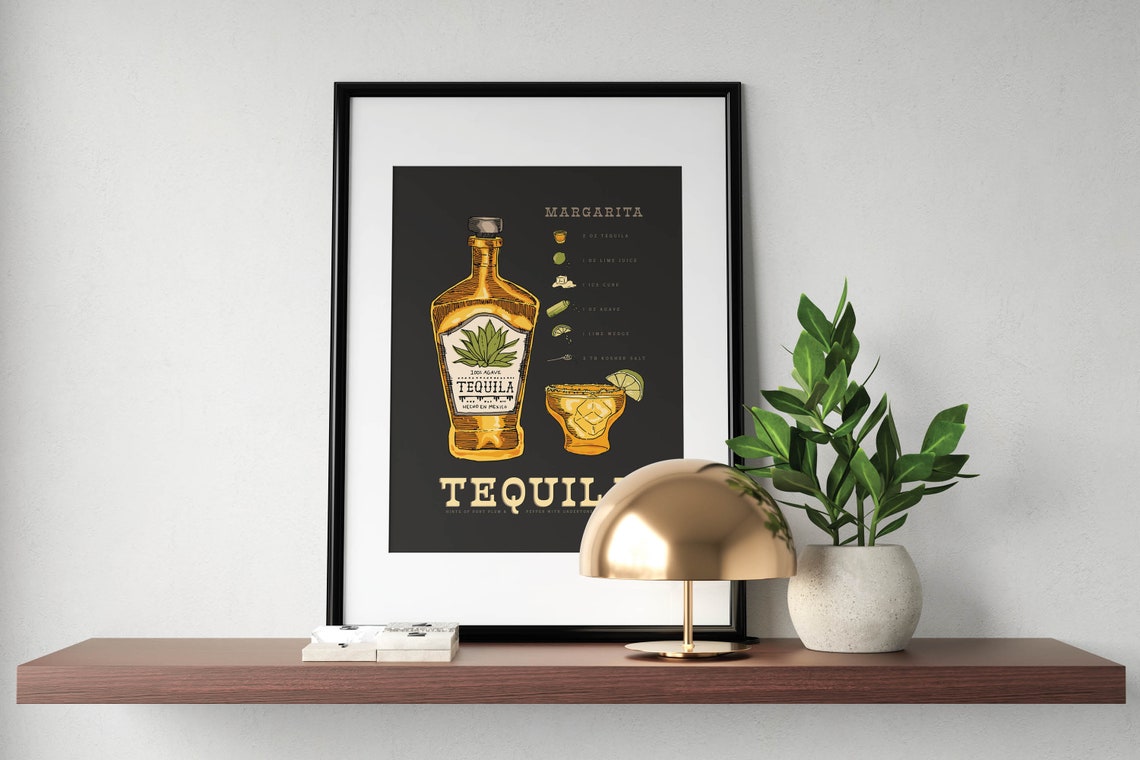 Tequila Print Cocktail Poster Bar Cart Art Cocktail - Etsy