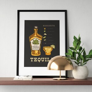 Tequila Print Cocktail Poster Bar Cart Art Cocktail - Etsy