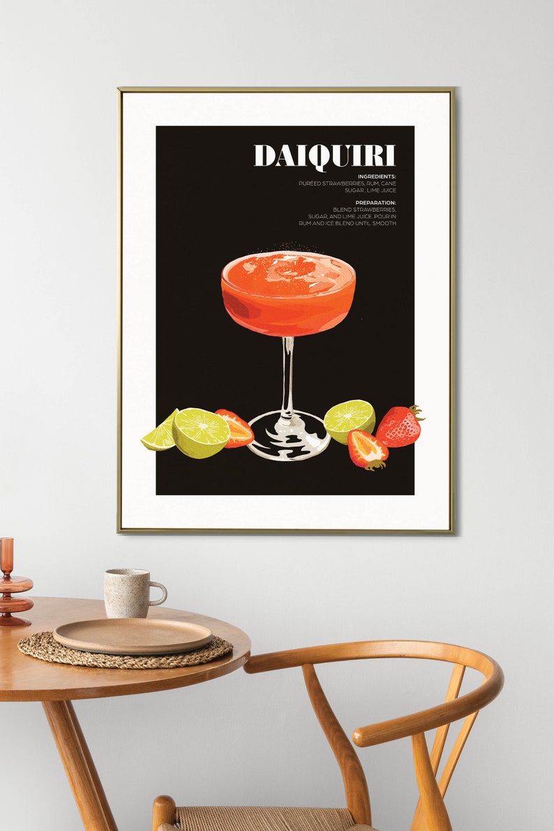 Daiquiri Cocktail Poster | Strawberry Daiquiri | Cocktail Poster ...