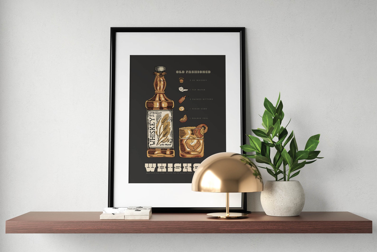 Whiskey Print Whiskey Sign Cocktail Print Bar Cart Art - Etsy