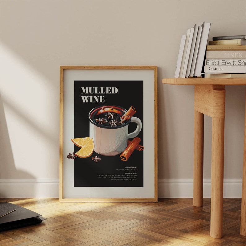 Mulled Wine Poster | Cocktail Poster | Cocktail Print | Wine Cocktail ...
