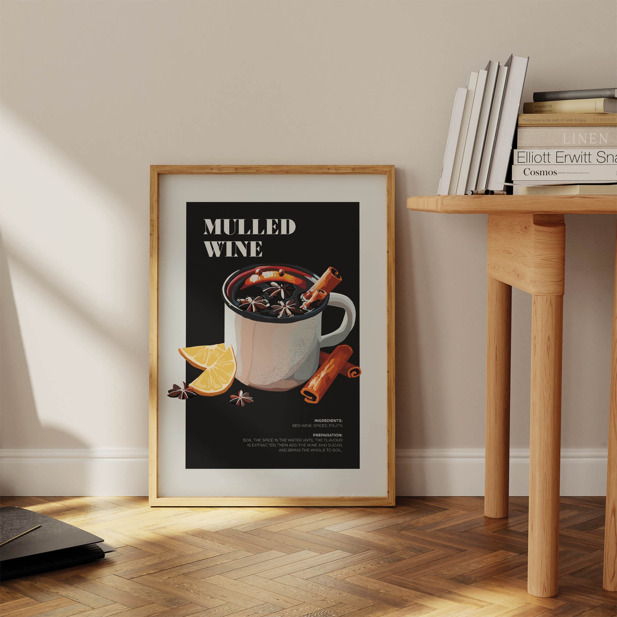 Mulled Wine Poster Cocktail Poster Cocktail Print Wine Cocktail Poster ...