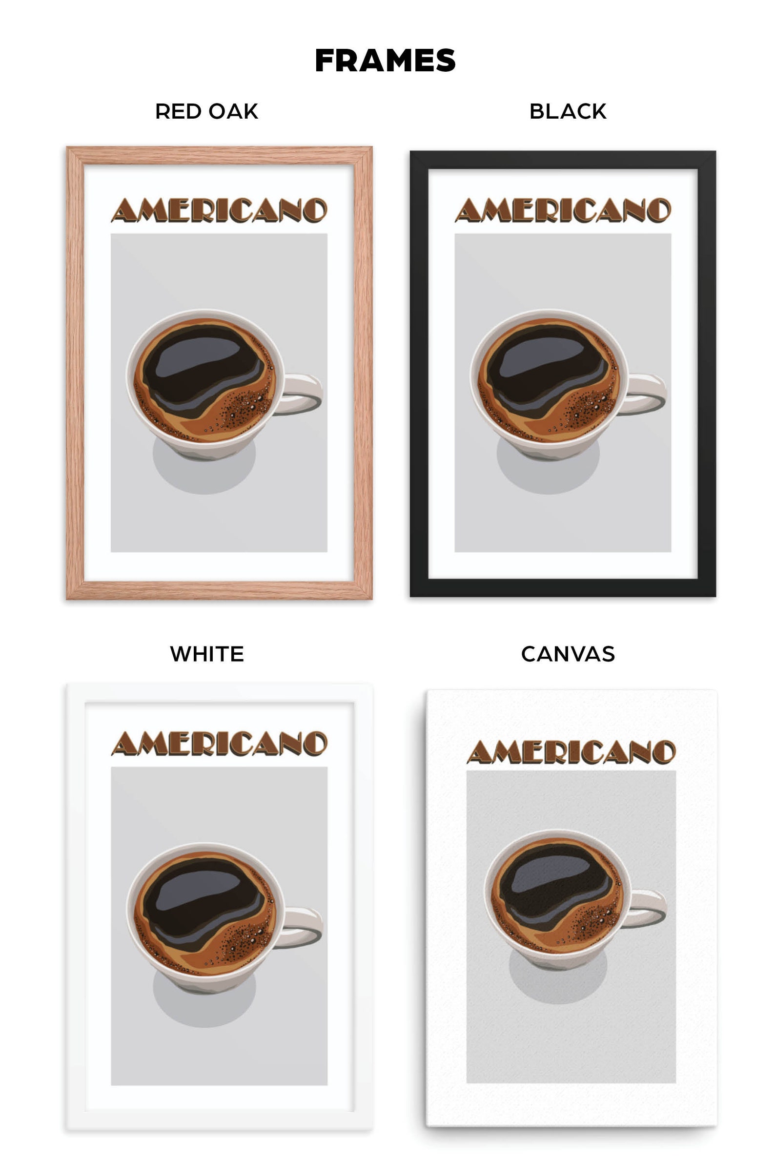 Americano Poster Black Coffee Poster Minimal Coffee Print Retro Coffee ...