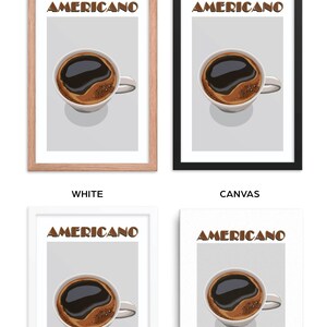 Americano Poster | Black Coffee Poster | Minimal Coffee Print | Retro ...