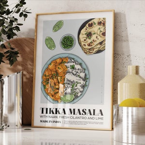 Tikka Masala Poster | Indian Food Poster | Food Illustration Poster ...