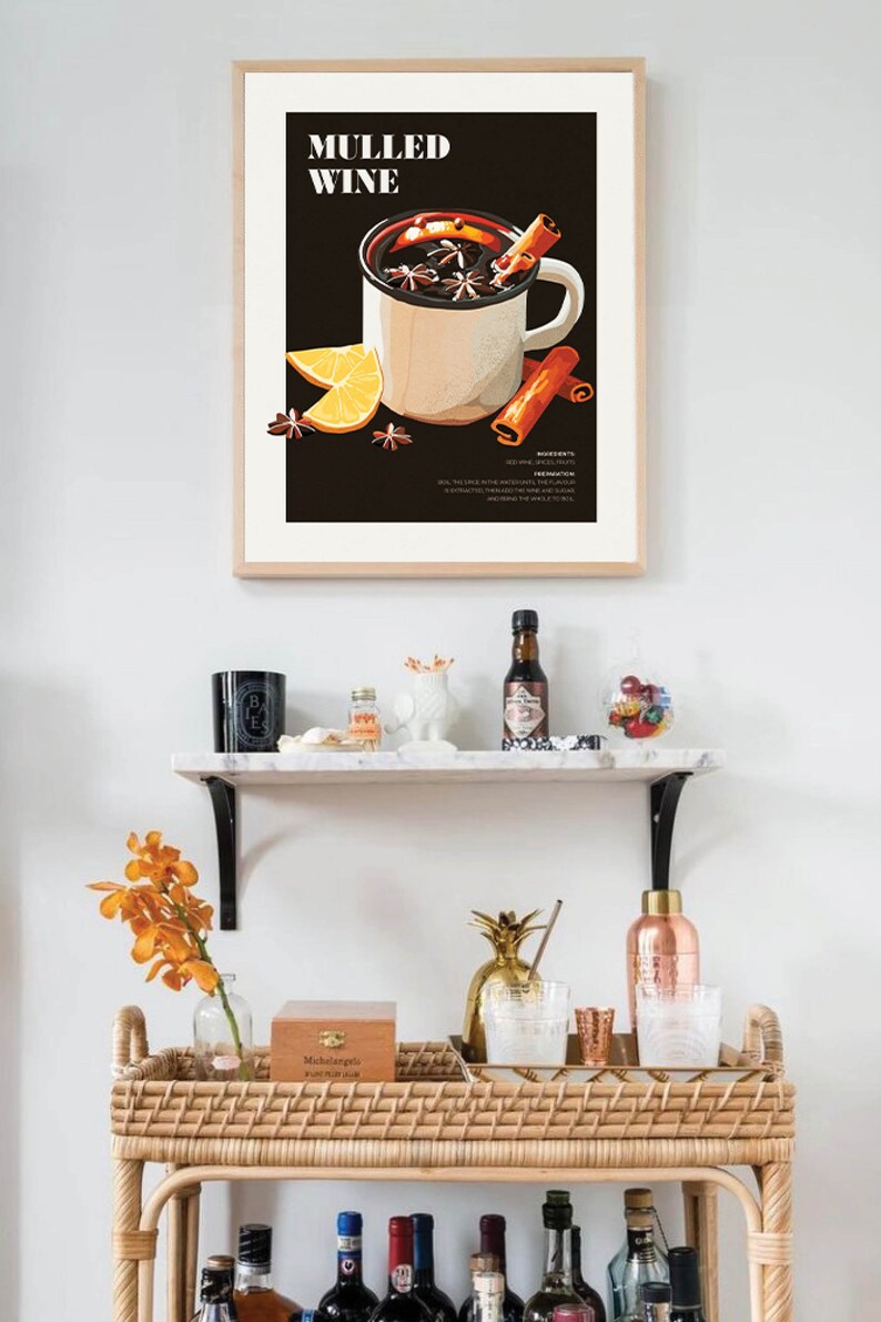 Mulled Wine Poster | Cocktail Poster | Cocktail Print | Wine Cocktail ...