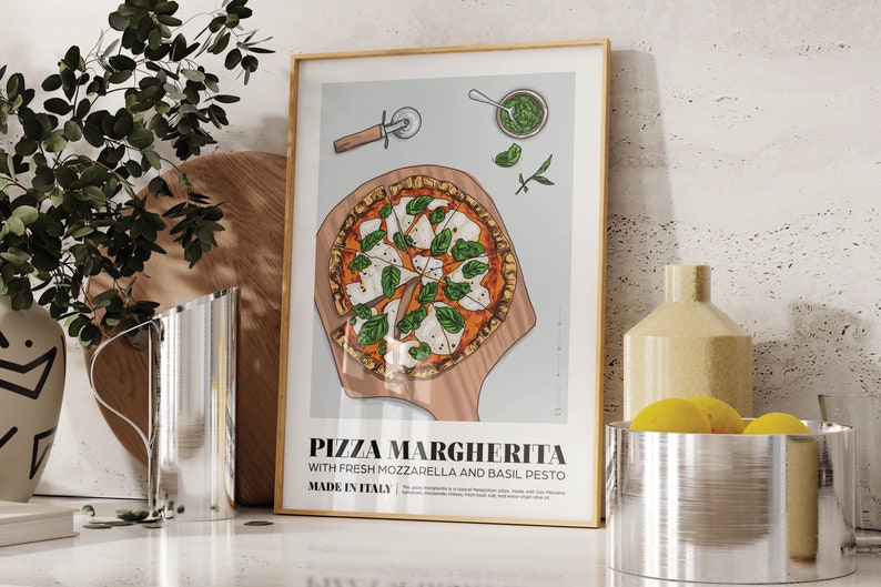 Pizza Poster Italian Food Art Pizza Lover Gift Italian - Etsy