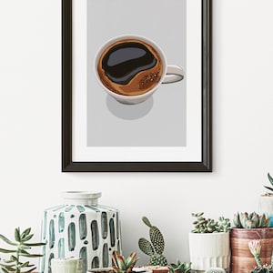 Americano Poster | Black Coffee Poster | Minimal Coffee Print | Retro ...